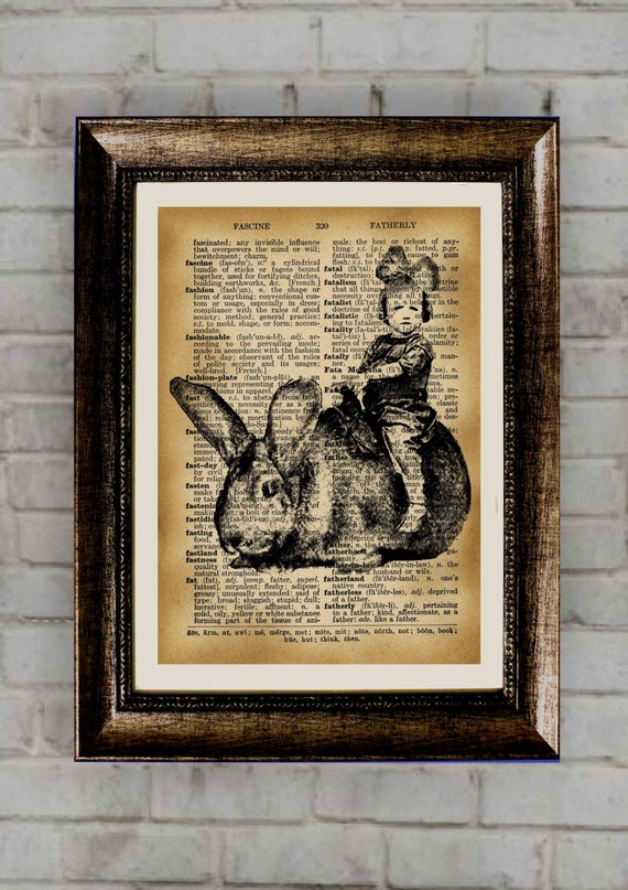Items similar to Giant Rabbit Animal poster Rabbit illustration Antique ...