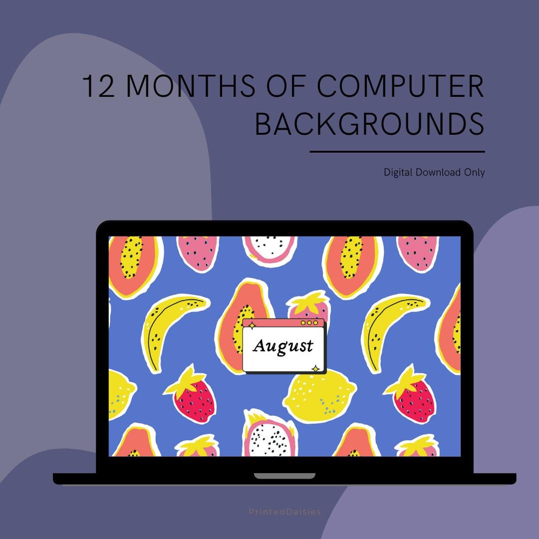12 Months of Computer Backgrounds (pack of 12) - Etsy