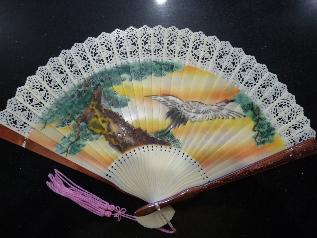 2-sided Hand Painted Fan With Original Box - Etsy