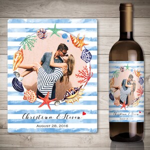 Photo Wedding Wine Label Beach Wedding Wine Label Personalized Wine ...