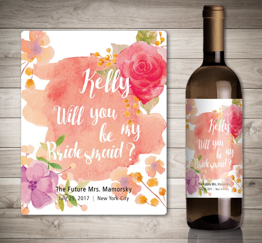Custom 'will You Be My Bridesmaid' Wine Bottle Label | Etsy