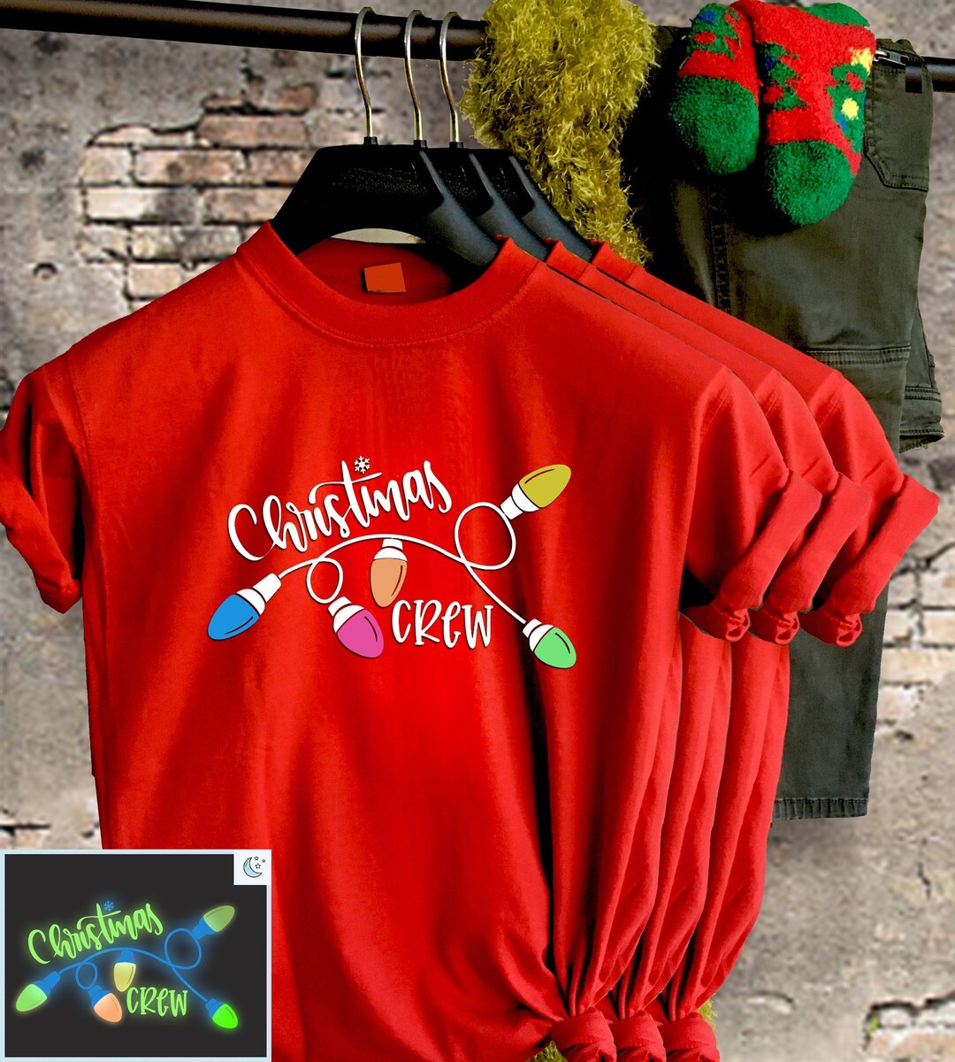 DIY Glow in the Dark Christmas Crew Iron-on Vinyl Decal, Permanent Heat ...