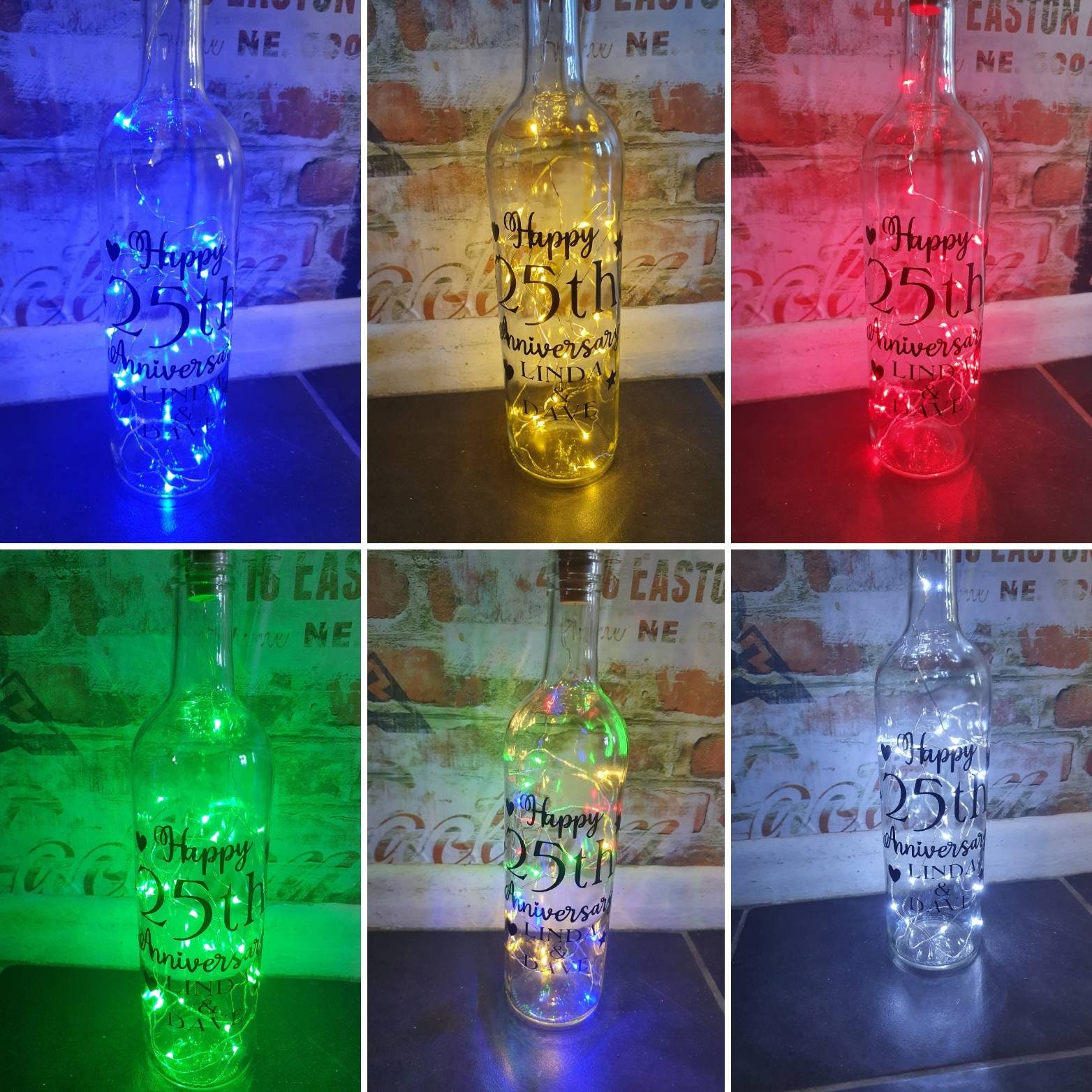 Personalised Light up Anniversary Bottle, Light up Bottle, Anniversary ...