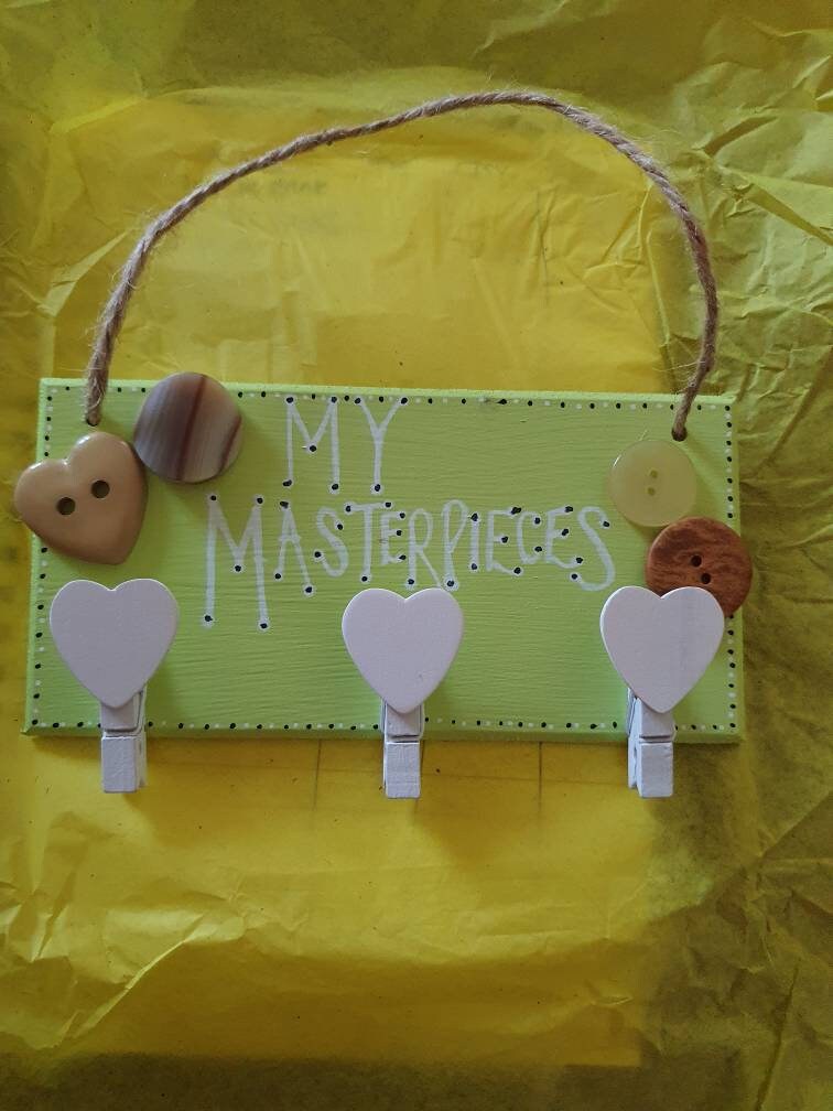 Hanging Plaque Plaque With Pegs Kids Artwork Storage My - Etsy