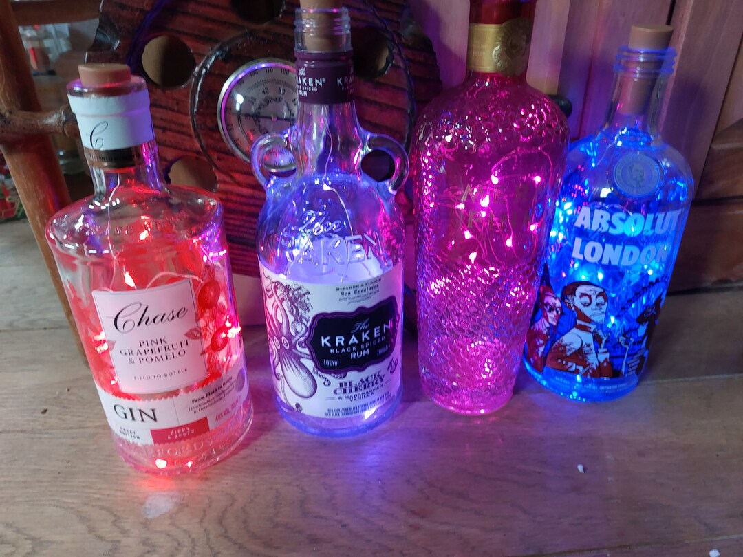 Light up Spirit Bottles, Vodka, Gin, Kraken, Bottles With Lights ...