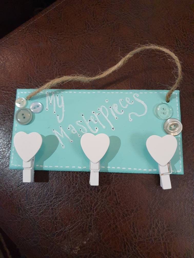 Hanging Plaque Plaque With Pegs Kids Artwork Storage My - Etsy