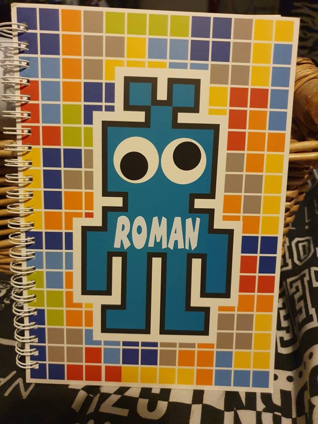 Personalised Robot Notebook, Notebook With Name, Letterbox Gift, Robot ...