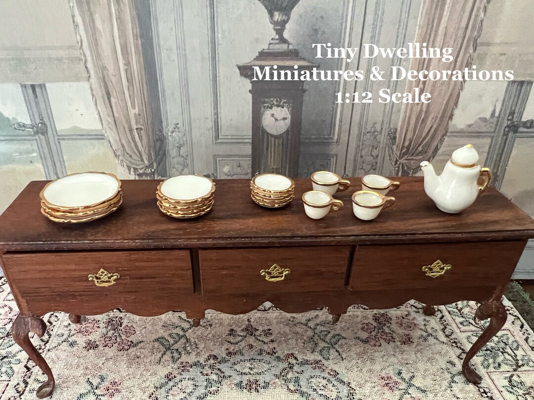 Miniature China Dish Set, Dollhouse Dish Set, Artisan China Set ...