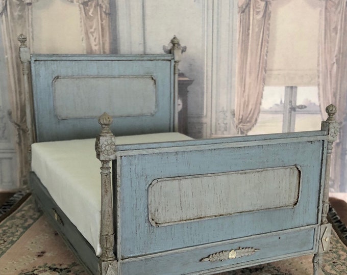 French Inspired Miniature Bed, French Dollhouse Bed, French Country ...