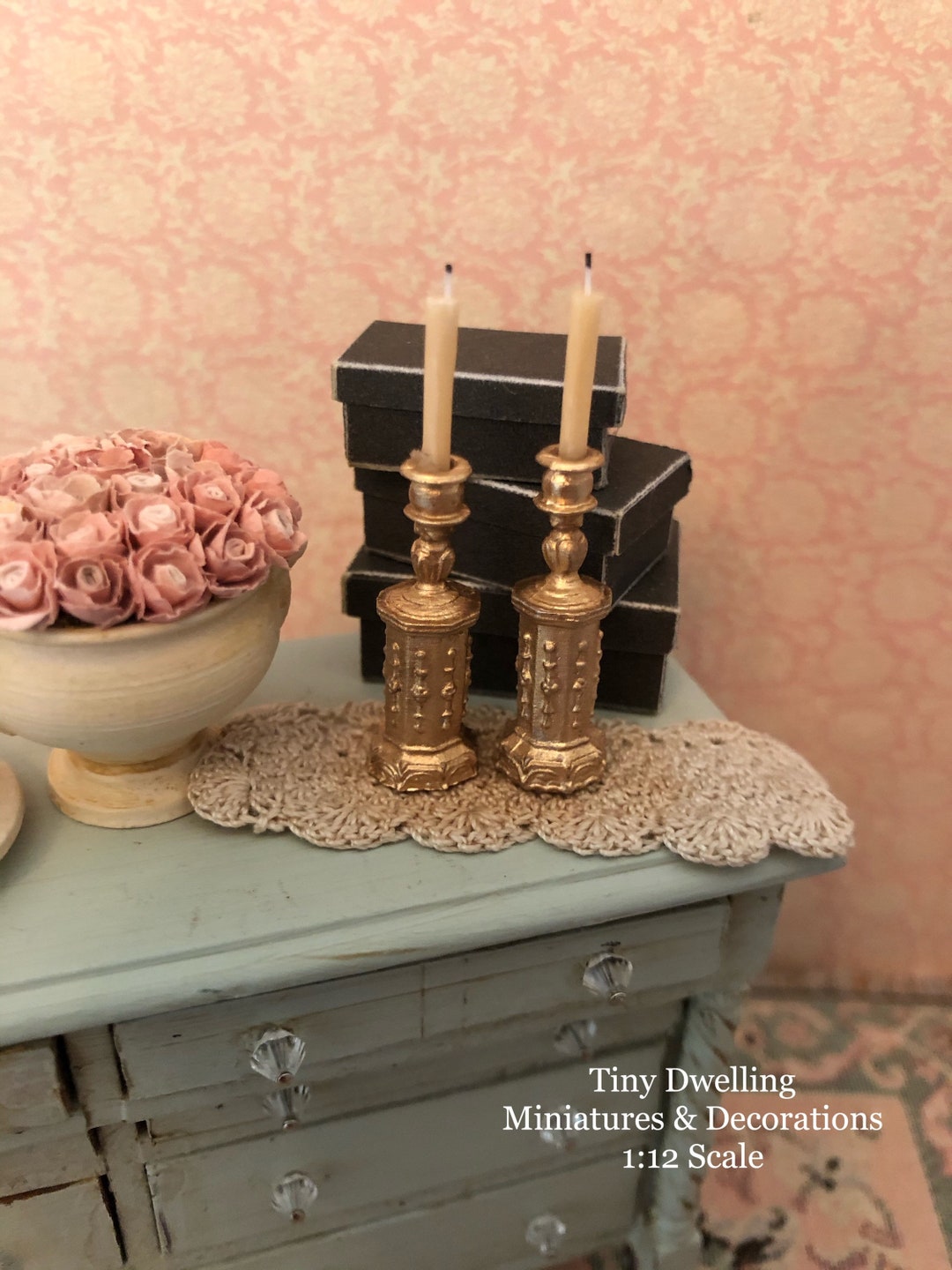 Dollhouse French Candle Sticks, Miniature Candles, French Dollhouse ...