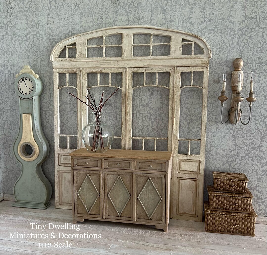 Miniature Arched Window, Miniature Door Panel, French Style Dollhouse ...