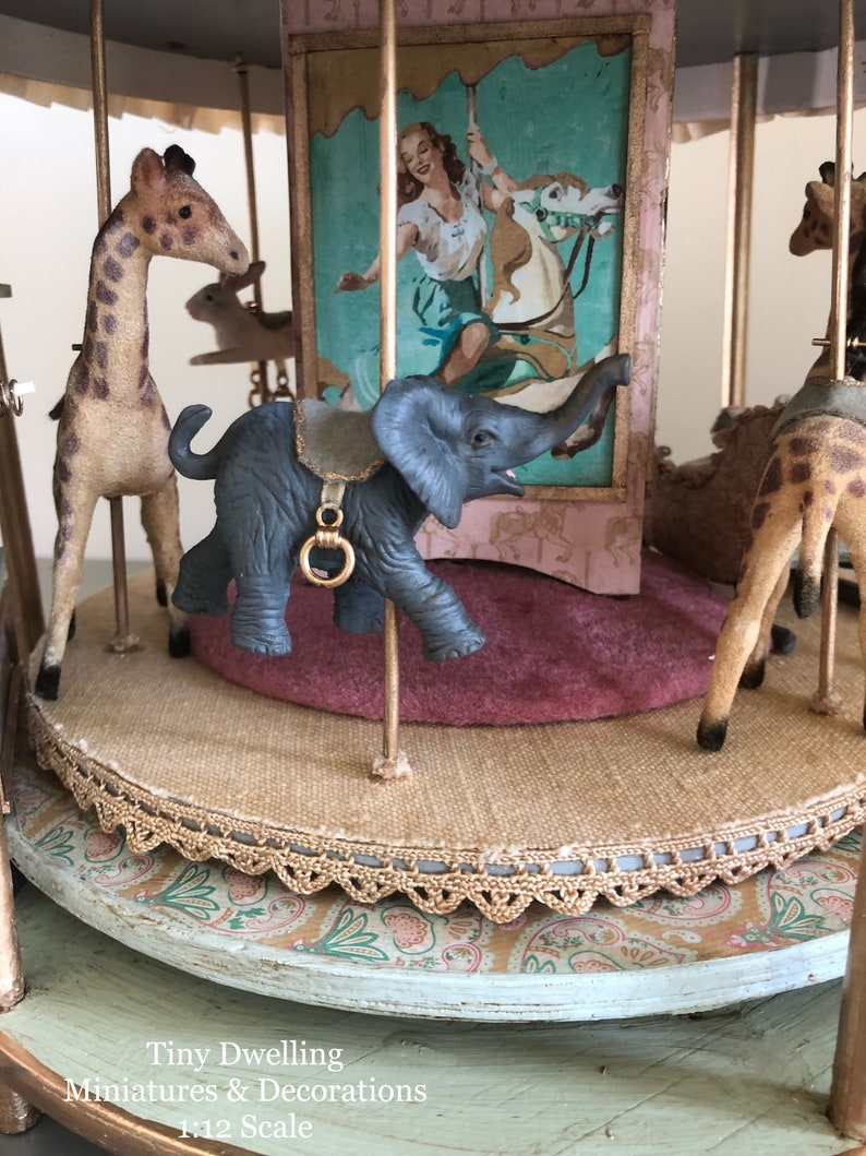 Miniature Carousel Dollhouse Carousel Miniature Wooden | Etsy