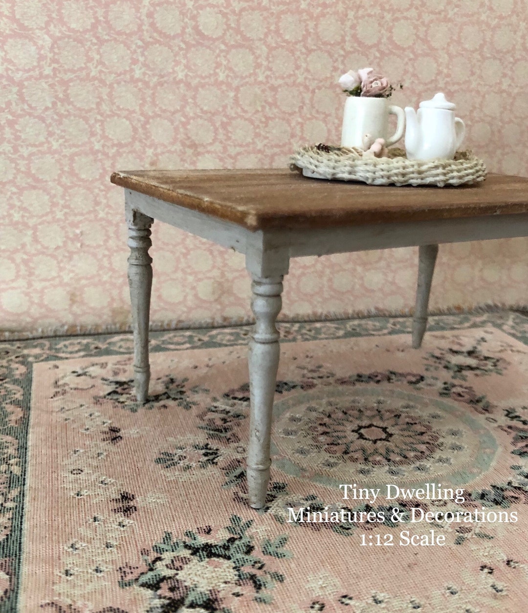 Miniature Kitchen Table, Dollhouse Kitchen Table, Miniature French ...