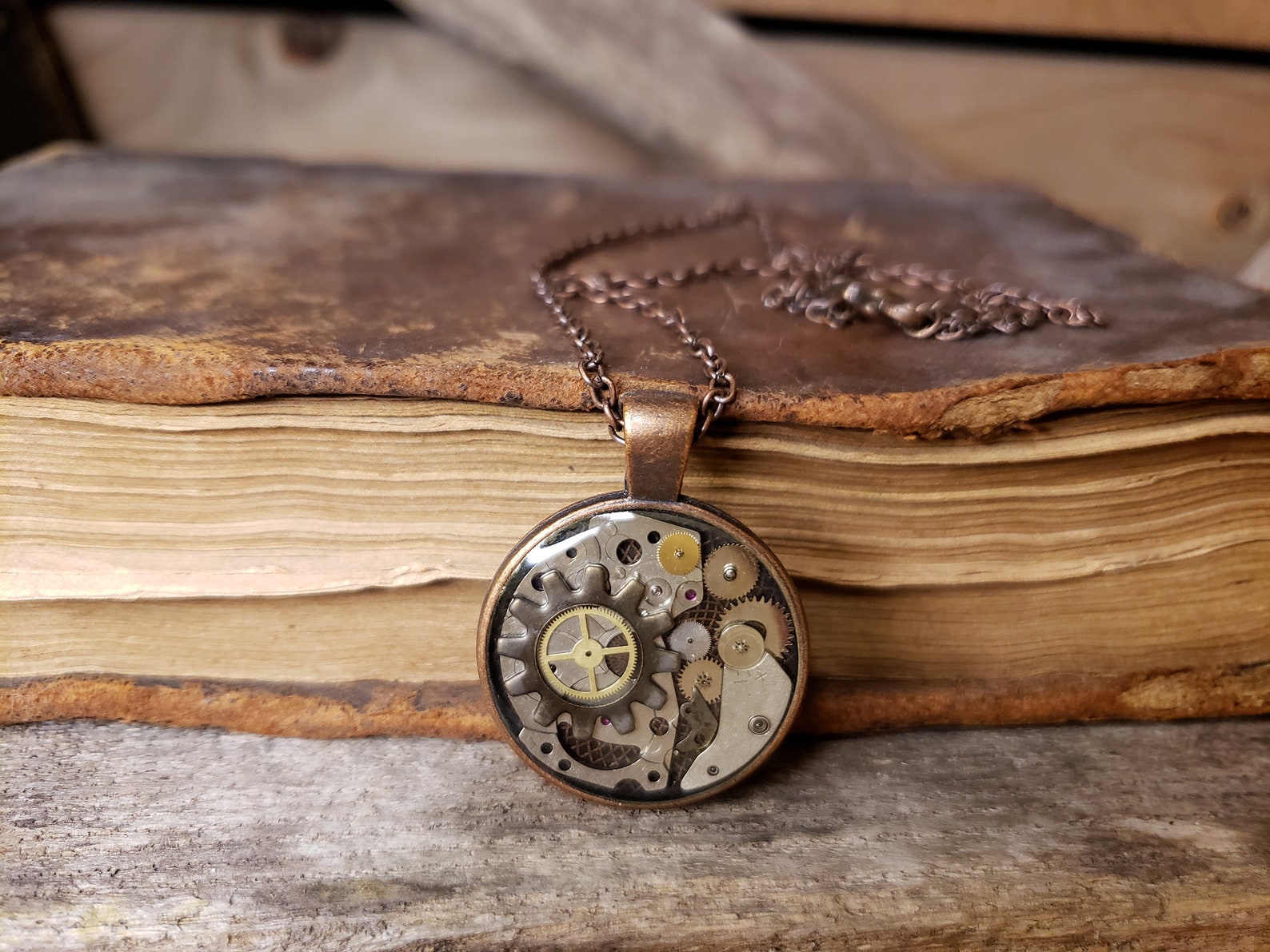 Steampunk Copper Pendant Necklace W/ Copper Chain Genuine | Etsy