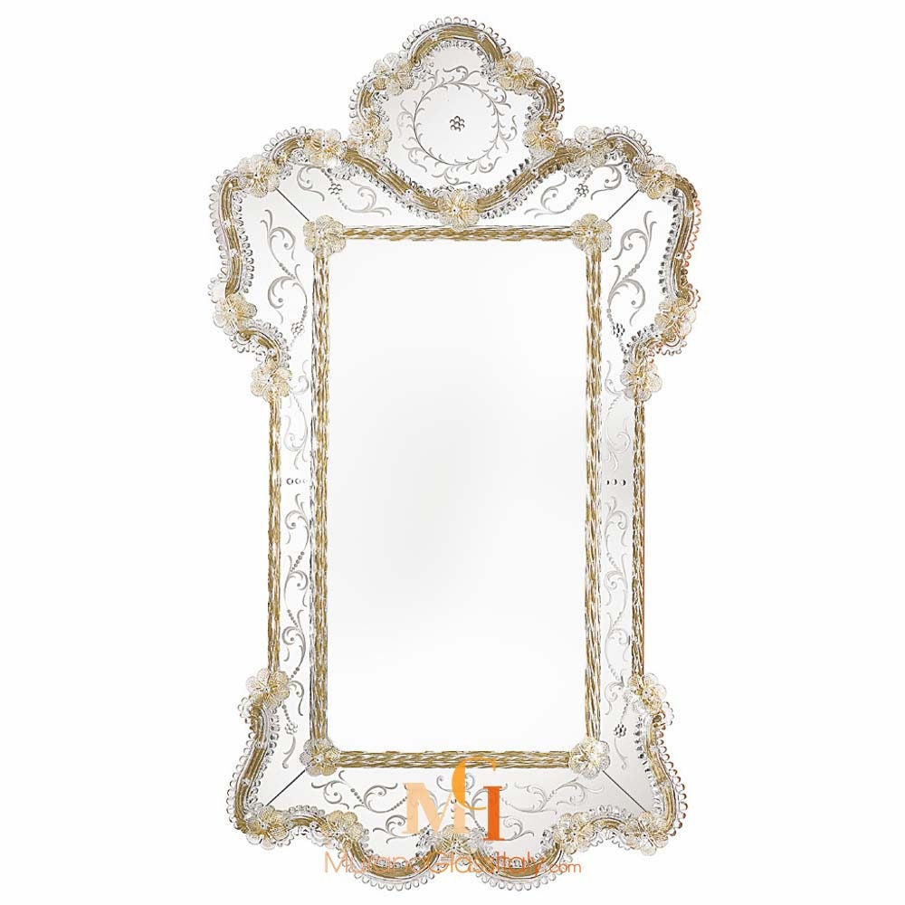 Glass Wall Mirrors With 24 Karat Gold Details Elegant Masterpiece Hand ...