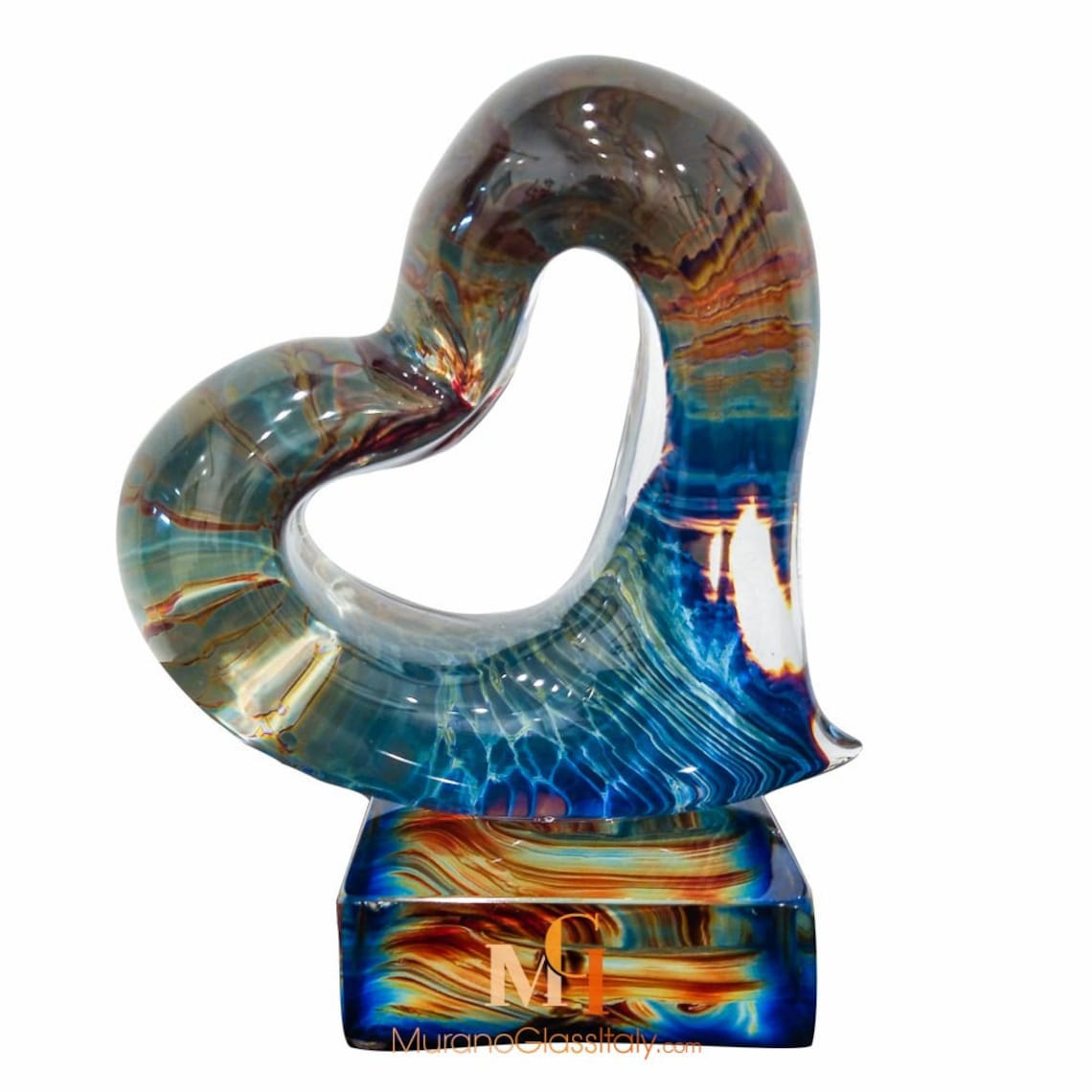 Lovers Heart Glass Sculpture Murano Handmade Centerpiece | Etsy