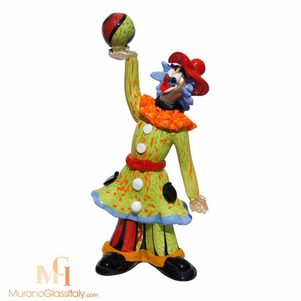 Colorful Glass Clown Italian Glass Figurines Hand Blown Ornaments ...