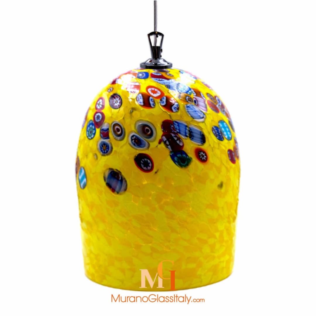 Italian Glass Pendant Light - Colored Glass Hanging Lamp - Art Glass ...