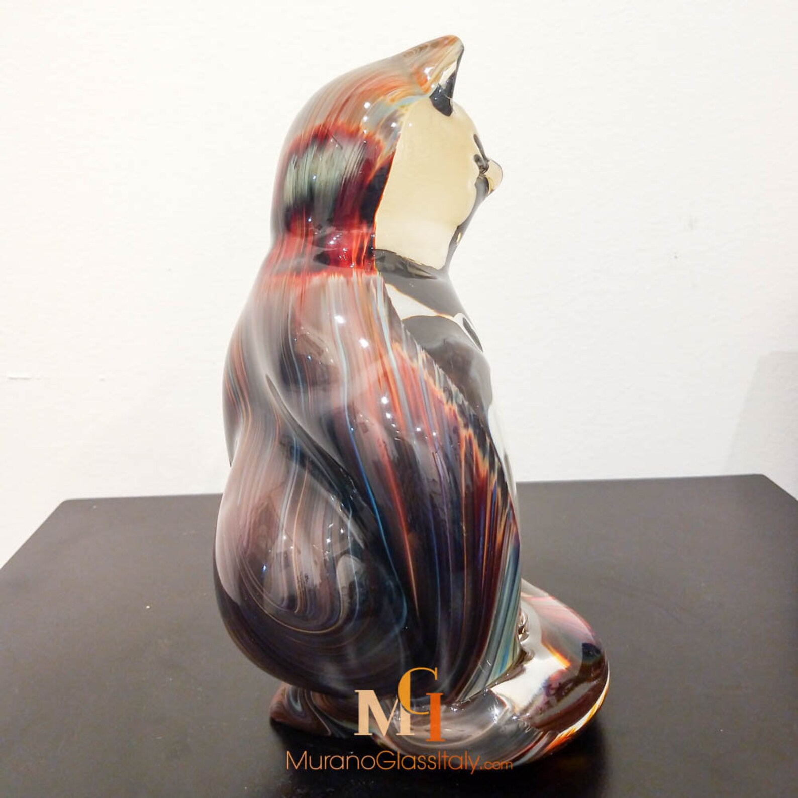 Cat Glass Sculpture - Original Murano Glass Cat Statue - Hand Blown ...