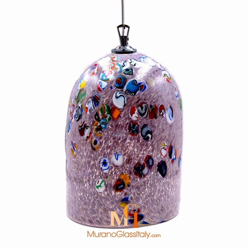 Italian Glass Pendant Light - Colored Glass Hanging Lamp - Art Glass ...