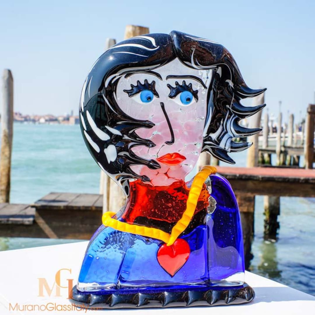 Murano Glass Sculpture - Glass Woman Figure Bust - Homage to Picasso ...