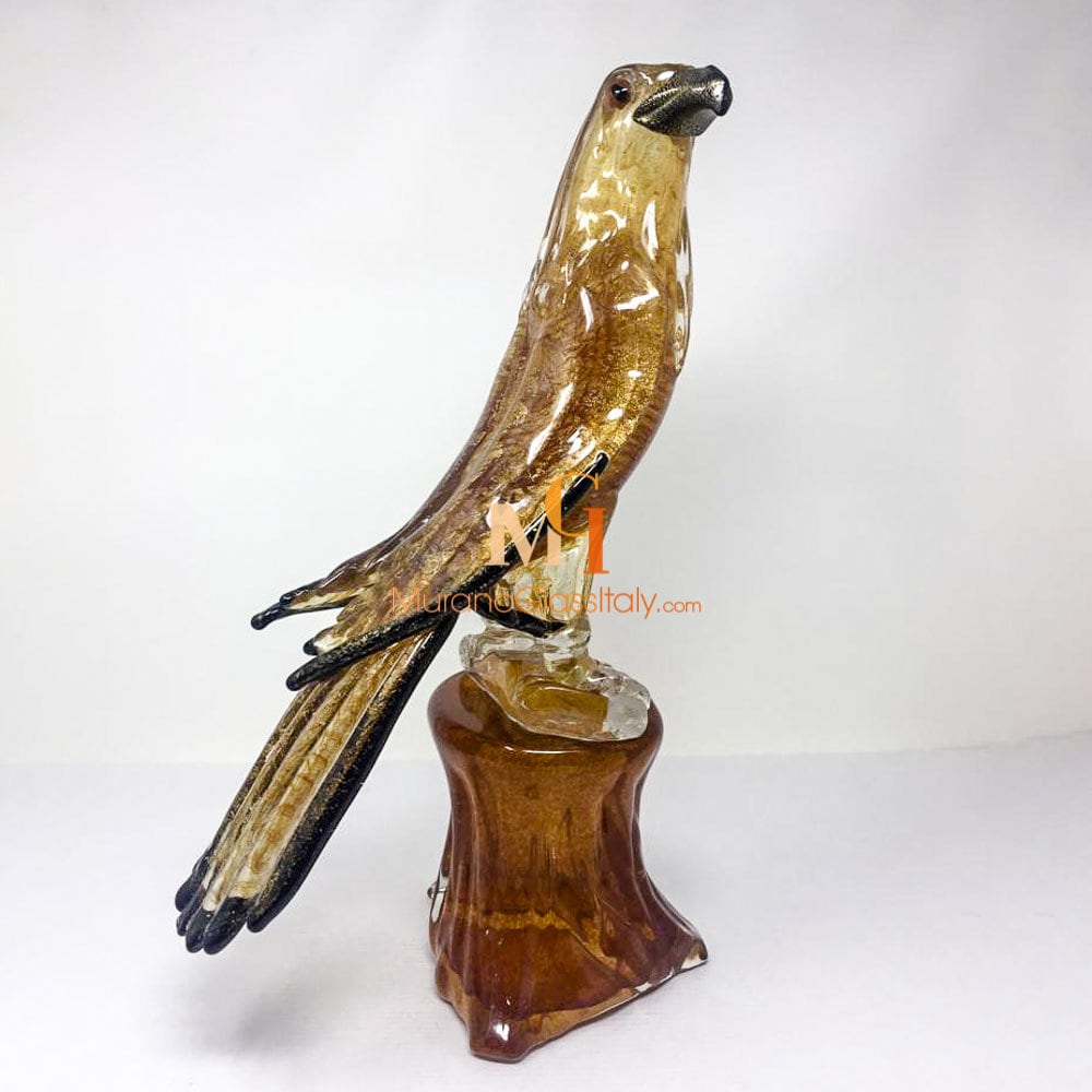 Murano Glass Falcon With 24 Karat Gold - Glass Bird Sculpture - Murano ...