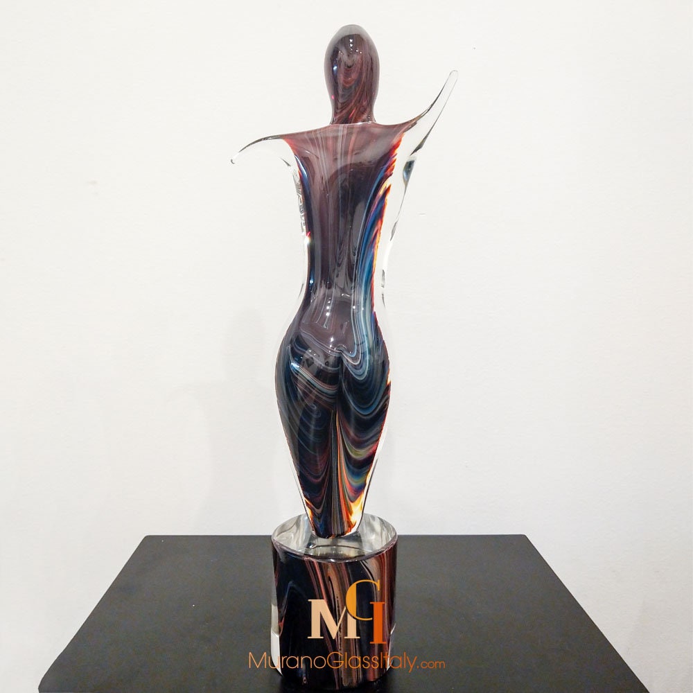 Hand Blown Murano Glass Woman Statue – Venetian Sculpture, Colorful ...
