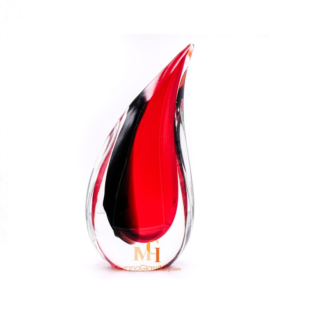 Red Vase - Murano Art - Red Glass - Art Glass Drop Shaped Vase - Made ...