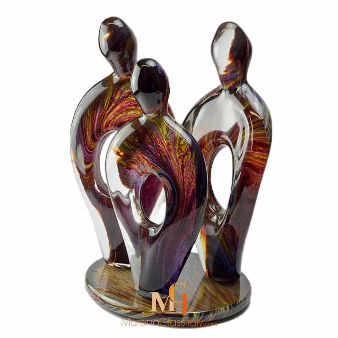 Abstract Family Statue - Original Murano Glass Sculpture - Italian ...