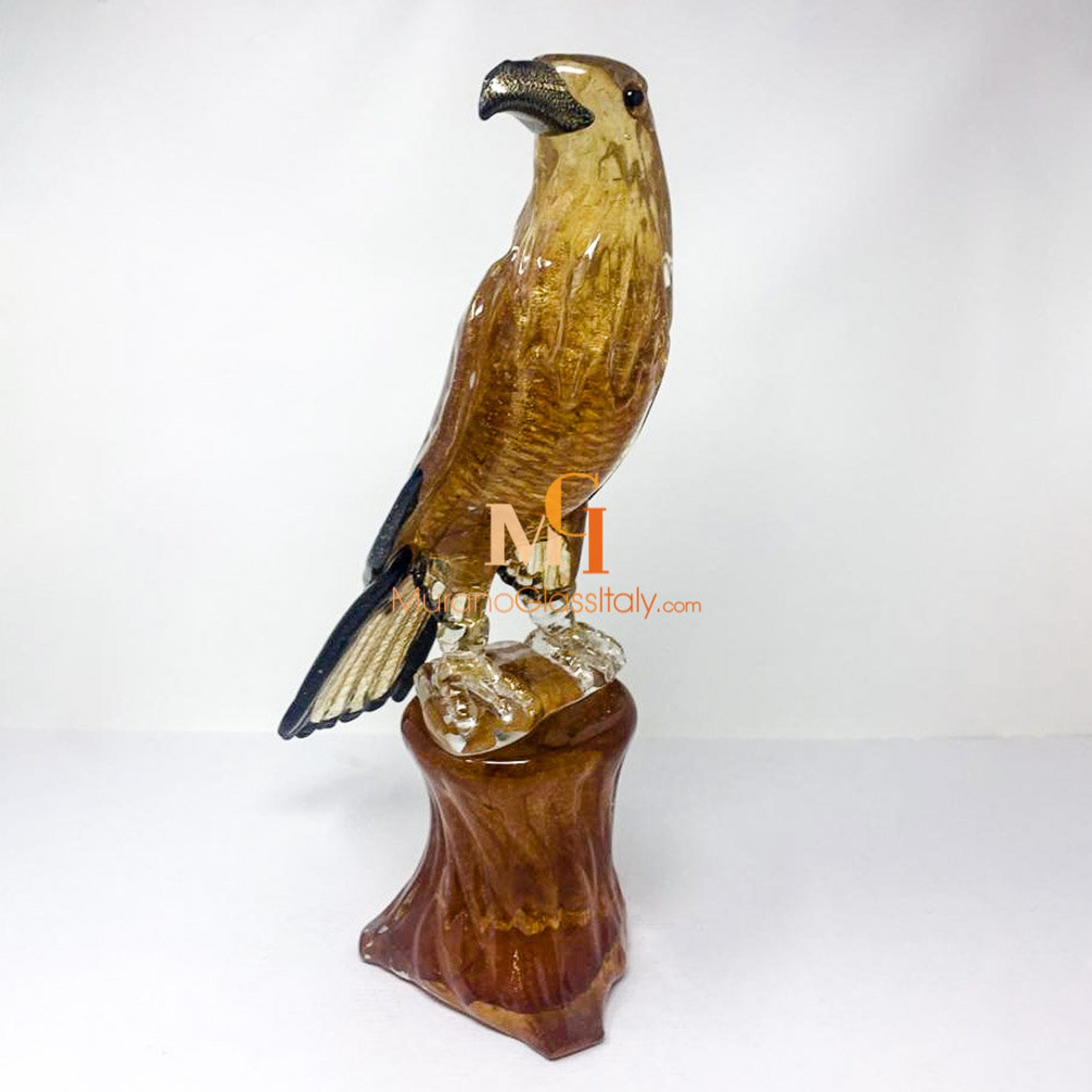 Murano Glass Falcon With 24 Karat Gold Glass Bird Sculpture Murano ...