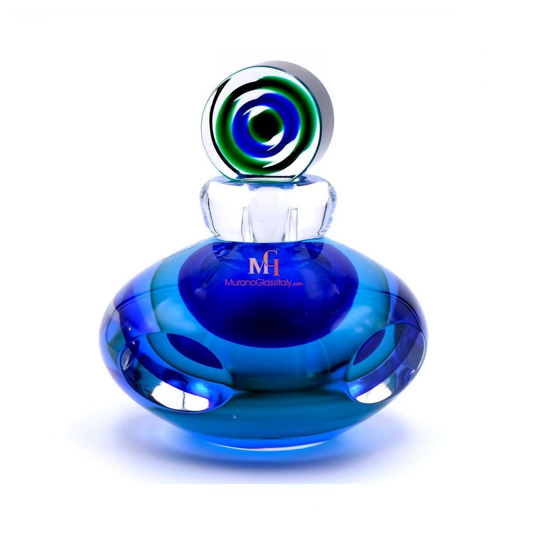 Vintage Perfume Bottle - Murano Perfume Bottle - Blue Perfume Bottle ...