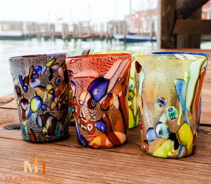 Colorful Drinking Glasses - Set of 6 - Hand Blown Venetian Glass ...
