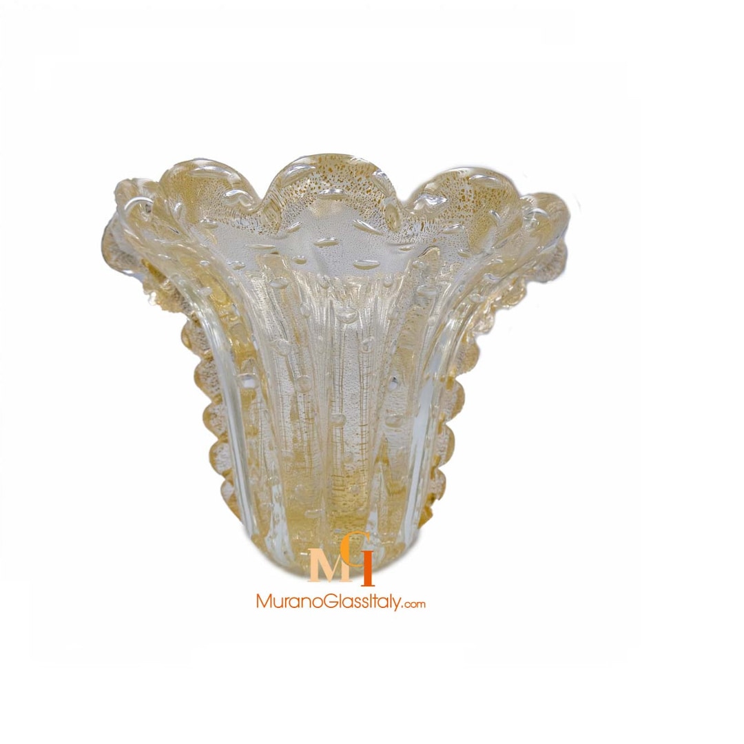 Modern Gold Vase - Murano Vase - Elegant Centerpiece - Murano Glass Art ...