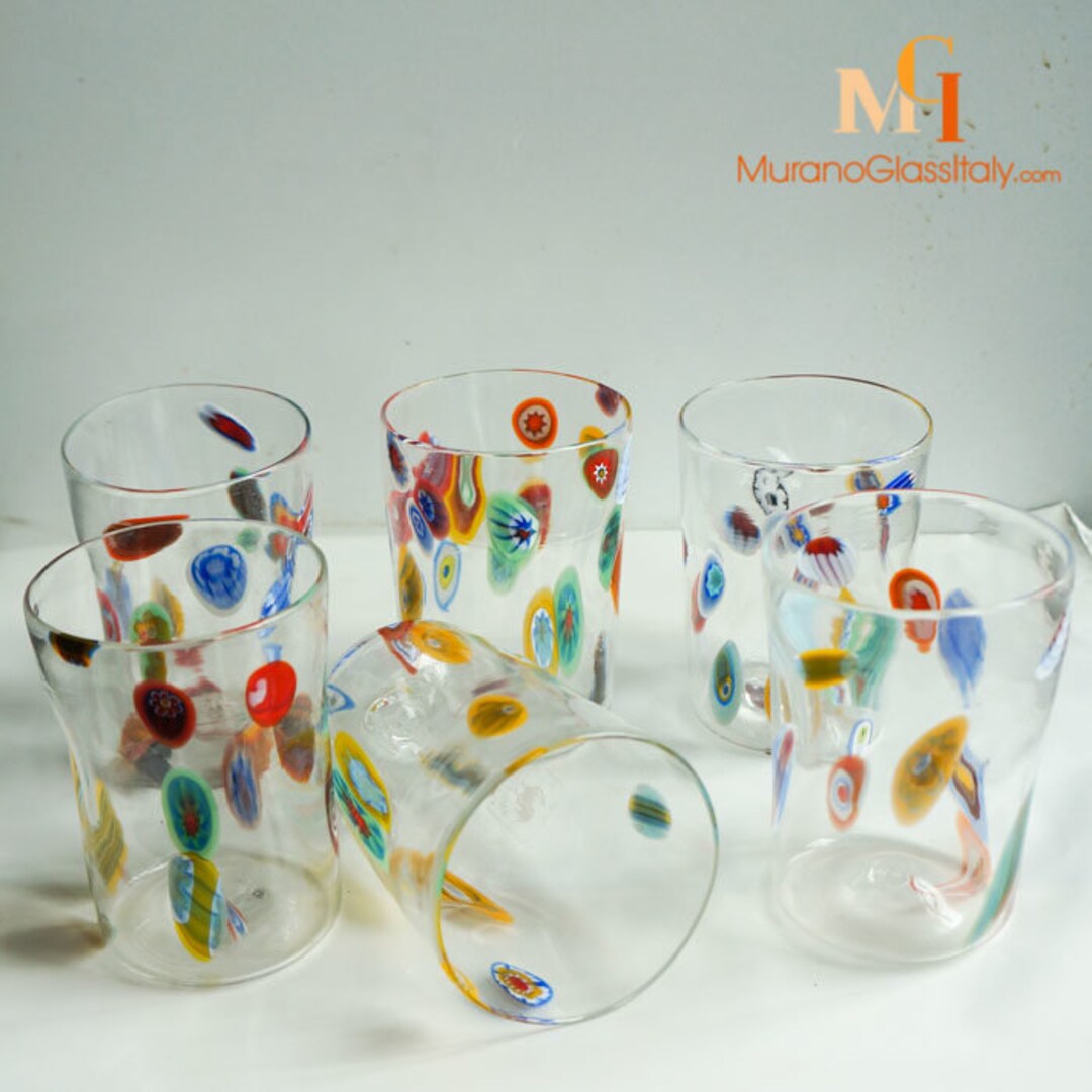 Murano Tumblers Set of 6 Hand Blown Italian Water Glasses - Etsy