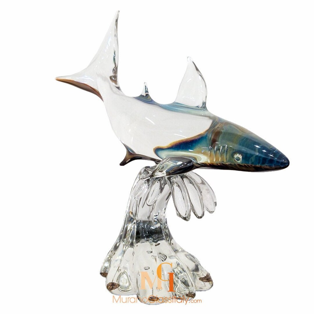Shark Glass Sculpture Sea Life Figure Murano Glass Sea - Etsy