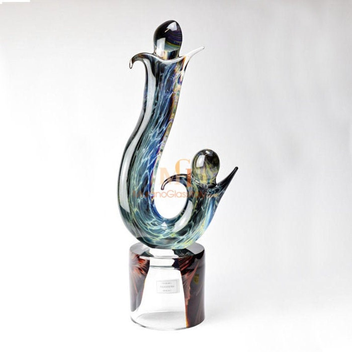 Modern Glass Abstract Sculpture Murano Glass Centerpiece Handmade ...