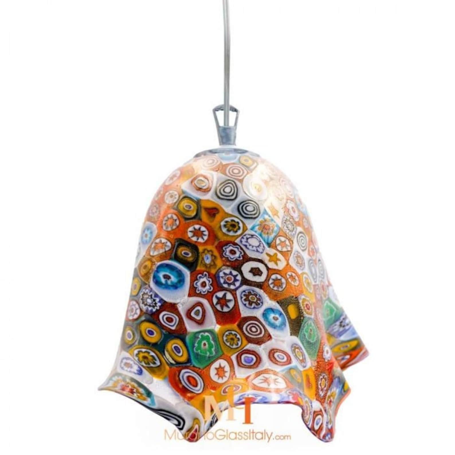 Italian Glass Pendant Light - Colored Glass Hanging Lamp - Art Glass ...