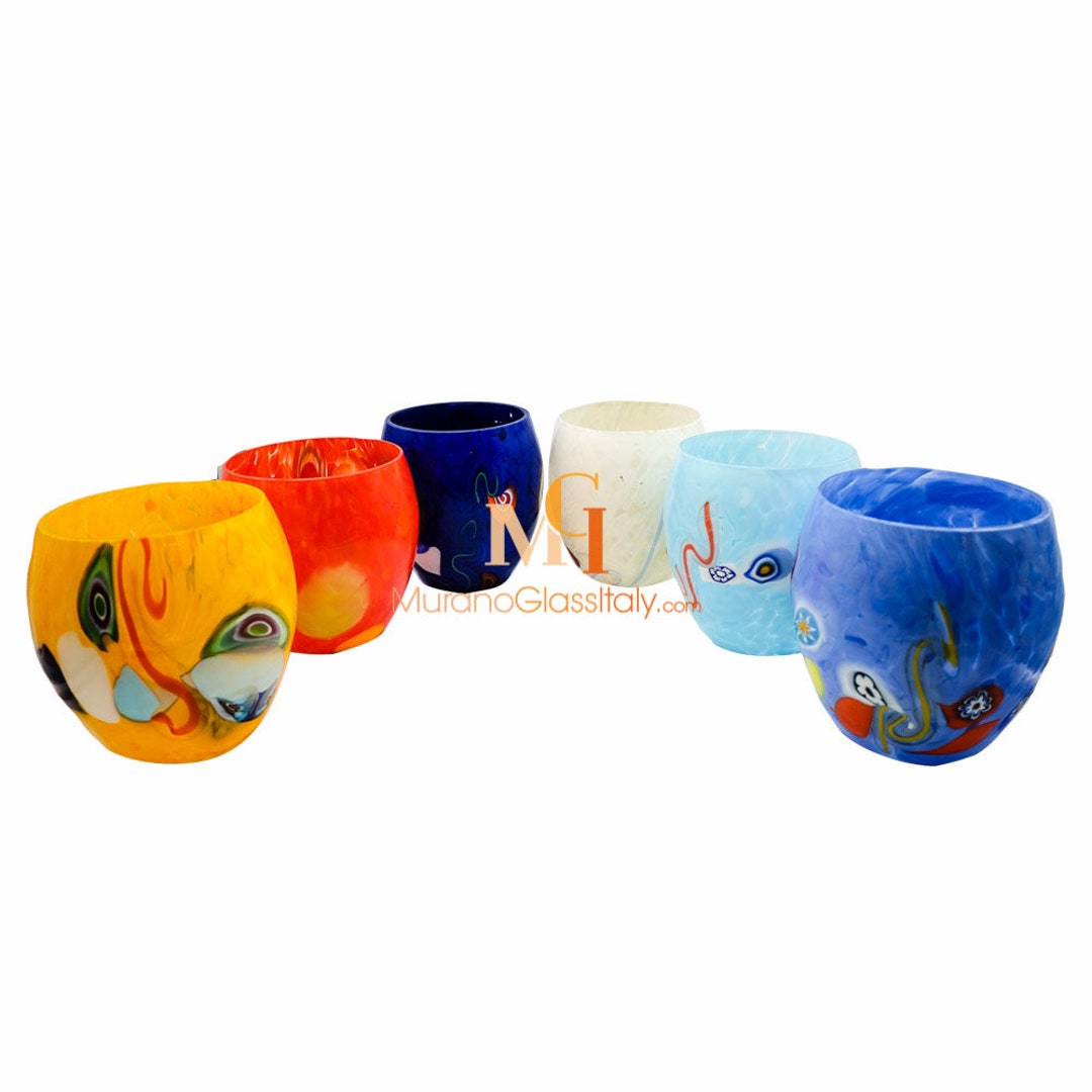 Coloured Water Glasses - Set of 6 - Unique Wedding Gift - Murano ...
