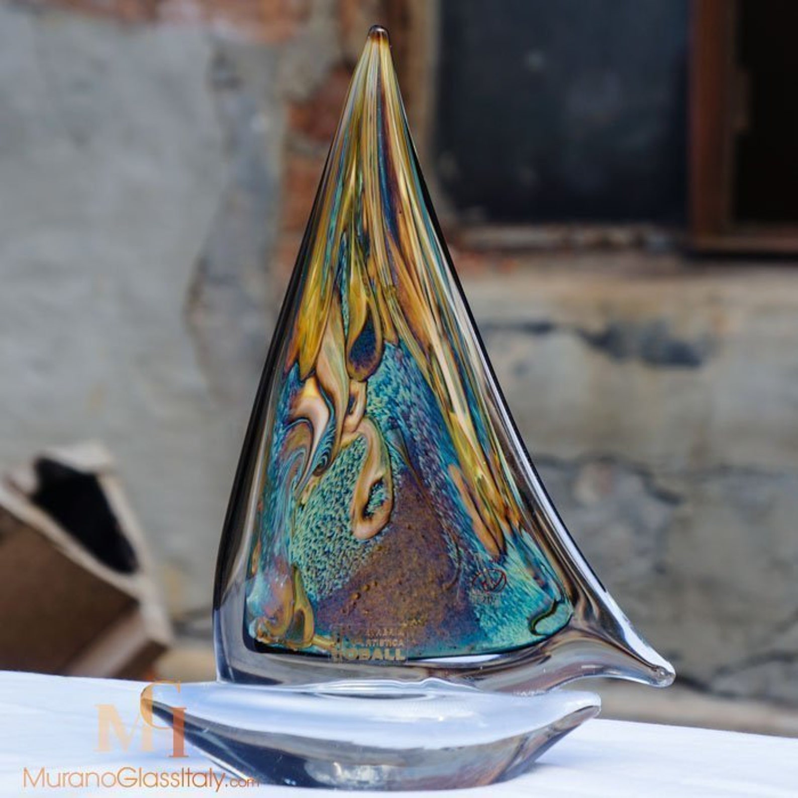 Hand Blown Murano Glass Sailboat Sculpture - Made in Venice - Etsy