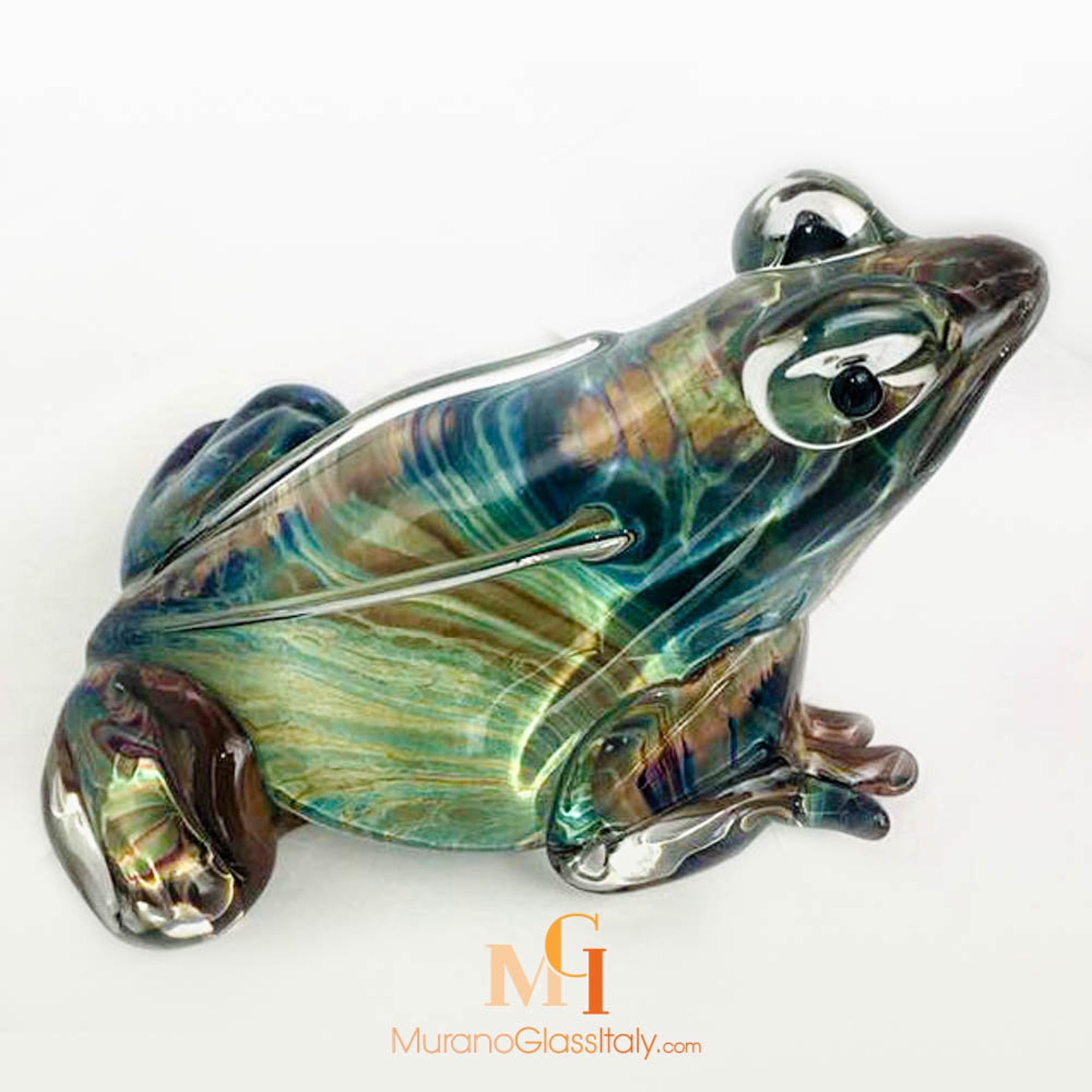 Colorful Murano Glass Frog - Italian Hand Blown Animal Sculpture ...