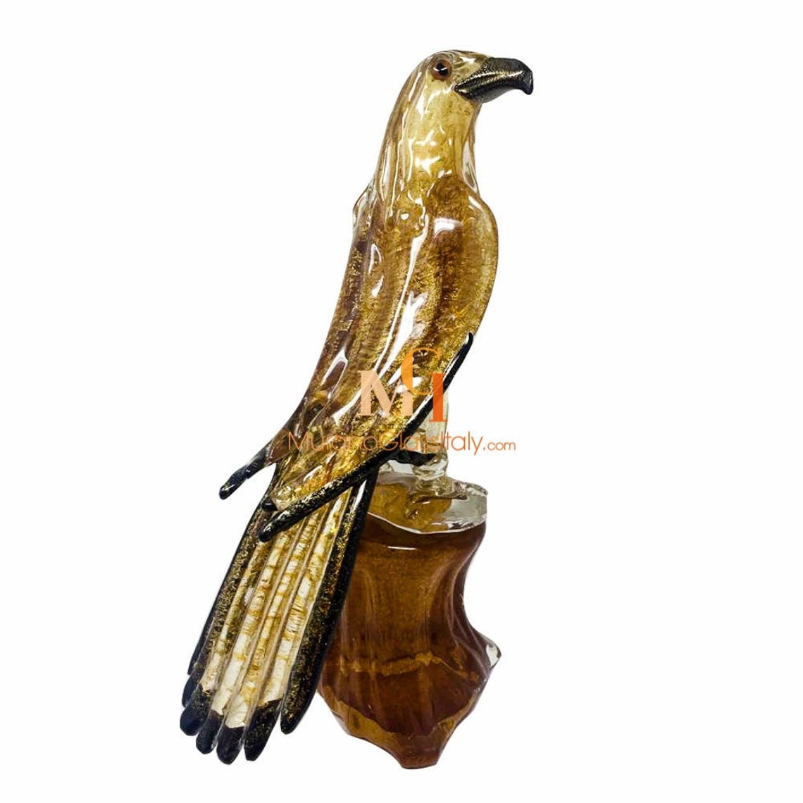 Murano Glass Falcon With 24 Karat Gold Glass Bird Sculpture Murano ...