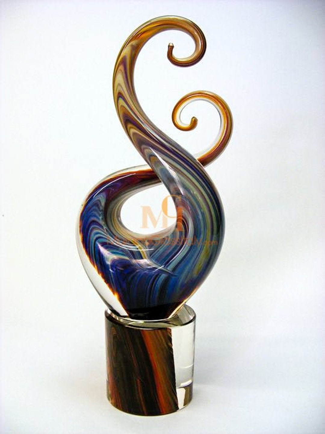 Modern Spiral Glass Sculpture - Original Murano Glass Knot - Hand Blown ...