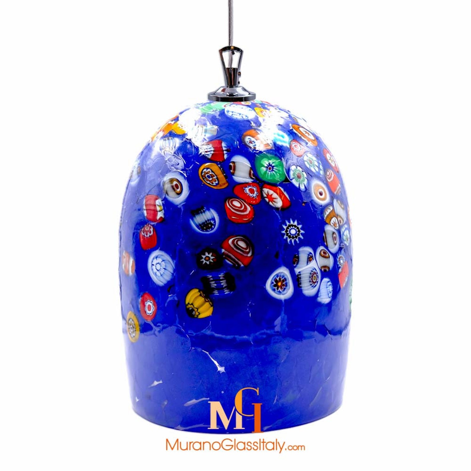 Italian Glass Pendant Light - Colored Glass Hanging Lamp - Art Glass ...