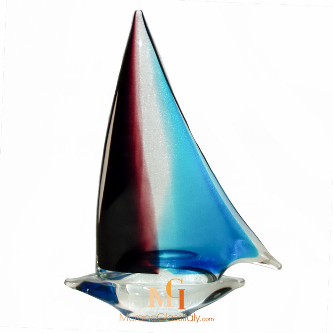 Glass Sailboat - Murano Glass Boat - Colorful Glass Boat - Galss Blown ...
