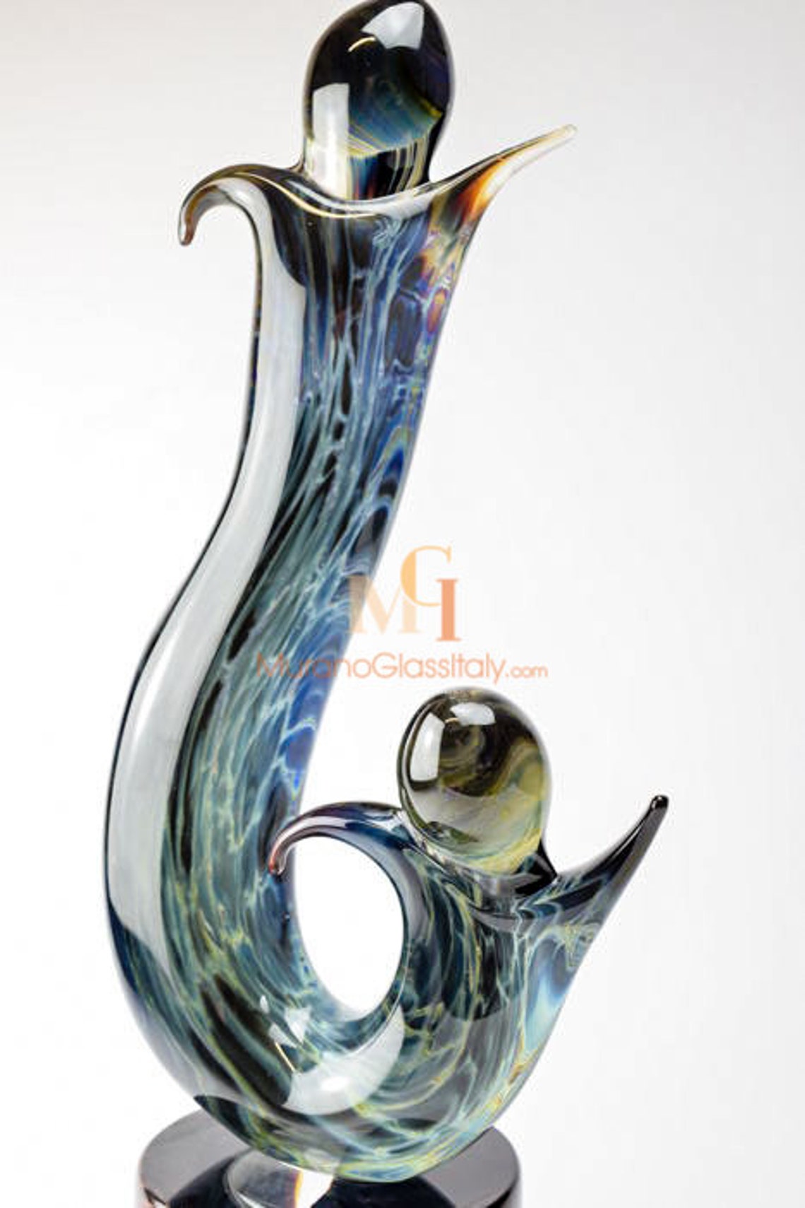 Modern Glass Abstract Sculpture Murano Glass Centerpiece Handmade ...