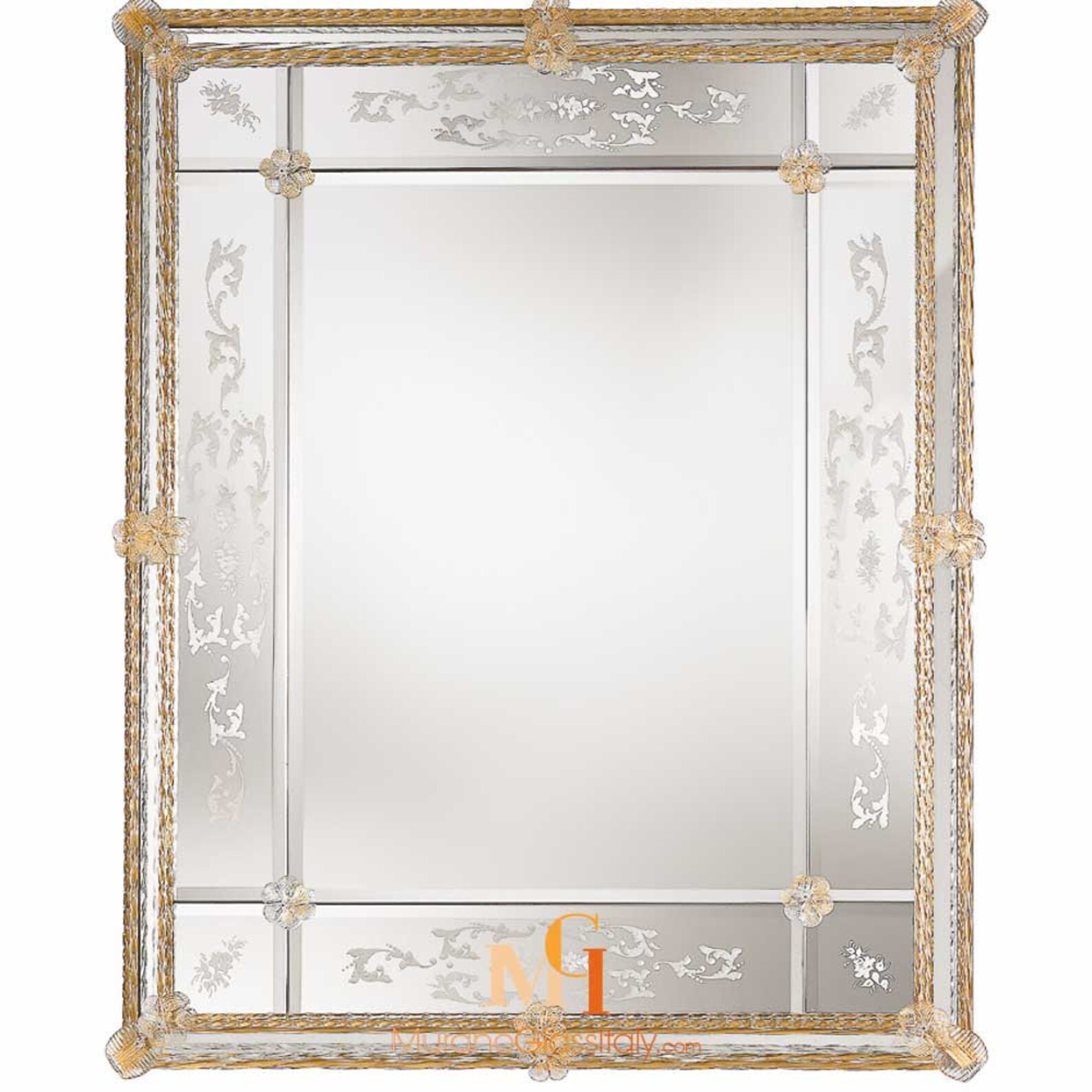 Designer Mirrors for Living Rooms With 24 Karat Gold Details Murano Art ...