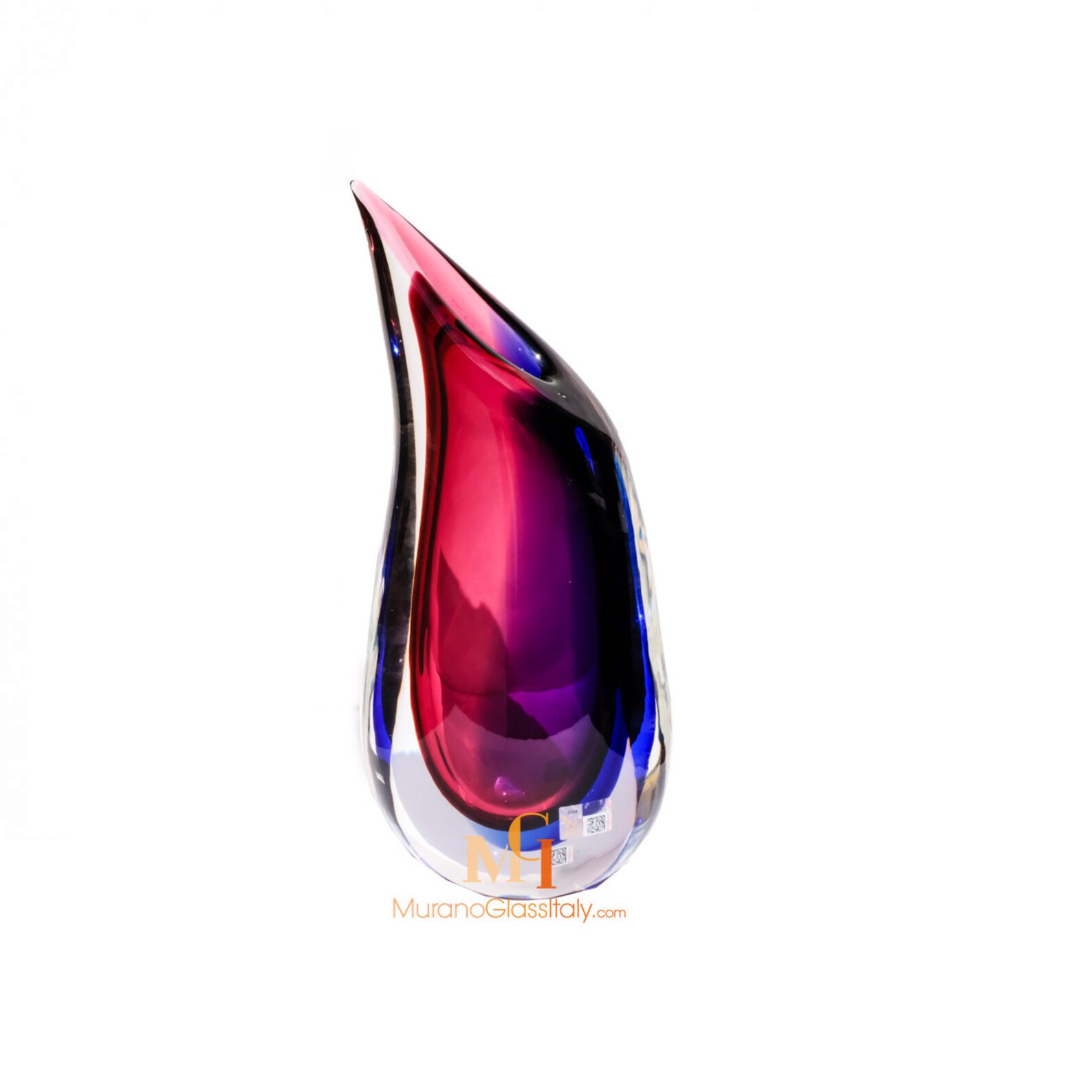 Pink Glass Vase - Murano Art - Pink Glass - Art Glass Drop Shaped Vase ...