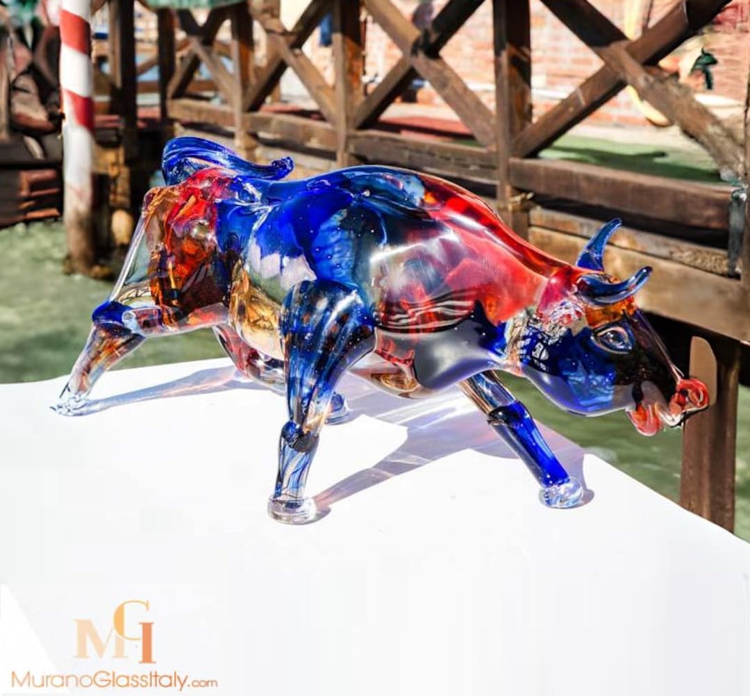 Colorful Glass Bull - Crystal Glass Animal Sculpture - Wedding Gift ...