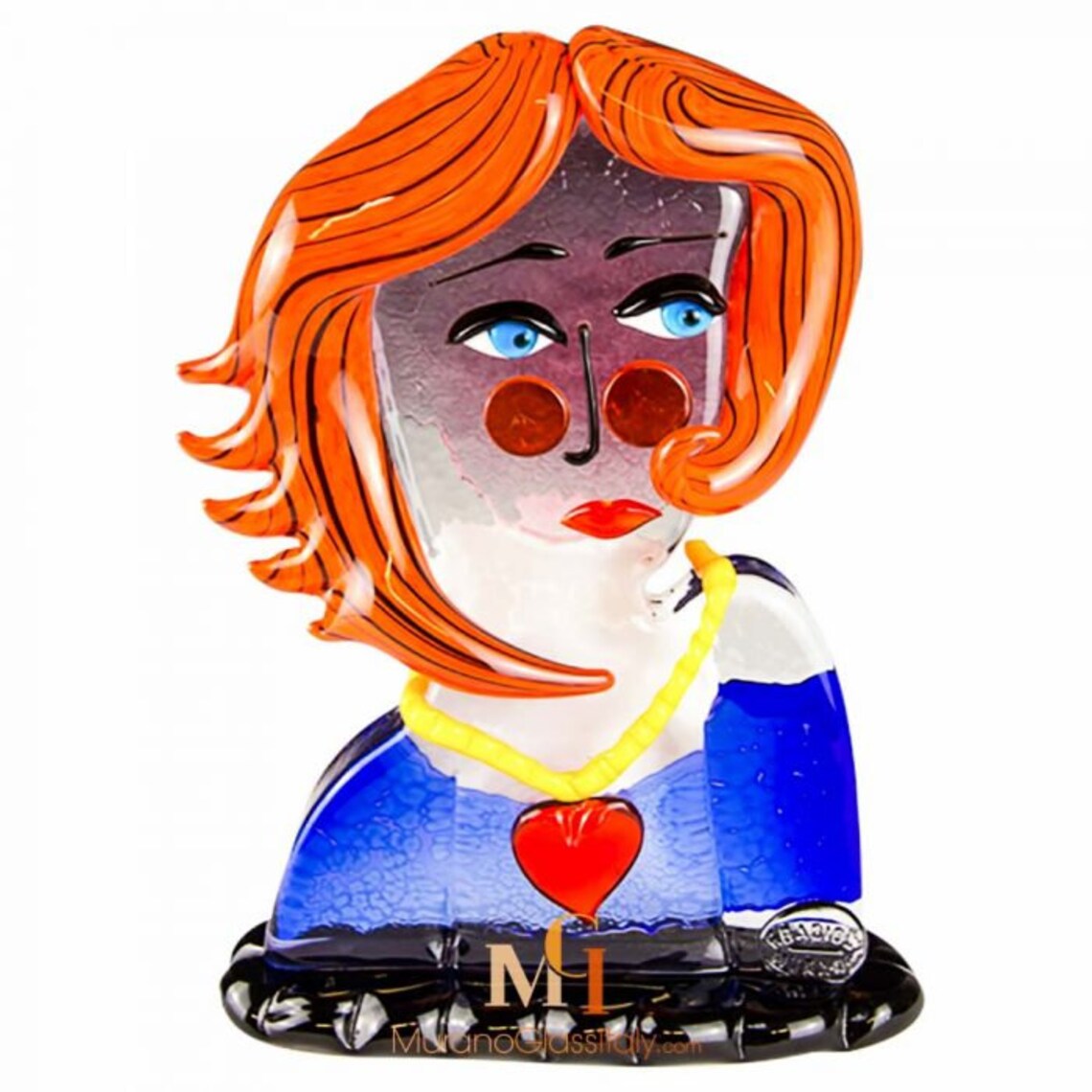 Murano Glass Sculpture Glass Woman Figure Bust Homage to Picasso Female ...