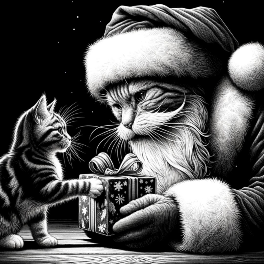 Christmas Cat Vector File Bundle for Laser Engraving. Contains 9 ...